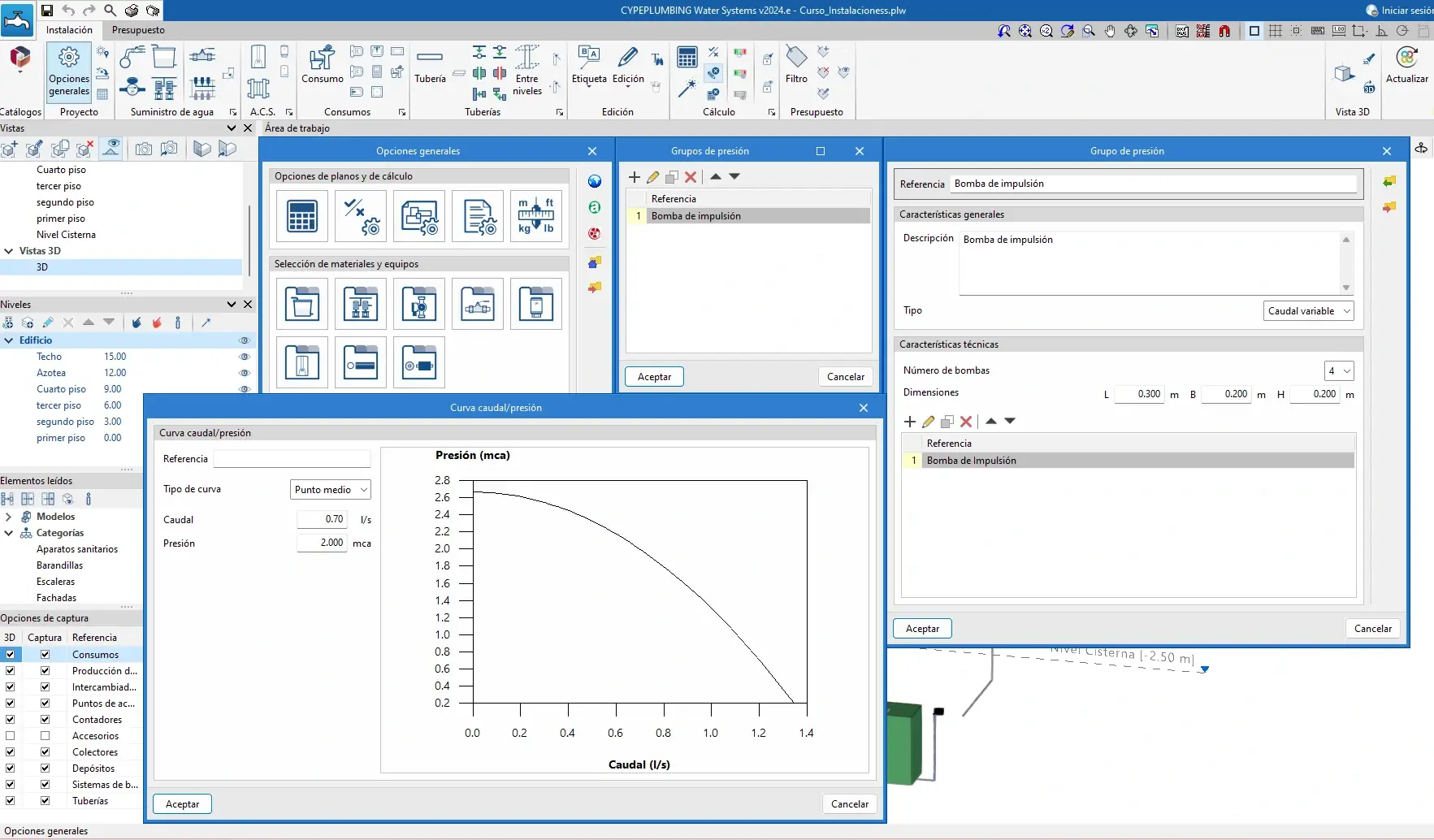 Configuración Sistemas de bombeo con CYPEPLUMBING